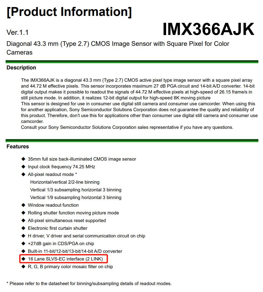 相机笔记 的想法: 索尼半导体产品列表更新 | 增加了IMX366和IMX455两款全画幅（Type2.7）背照式传感器IMX366具有约 ...