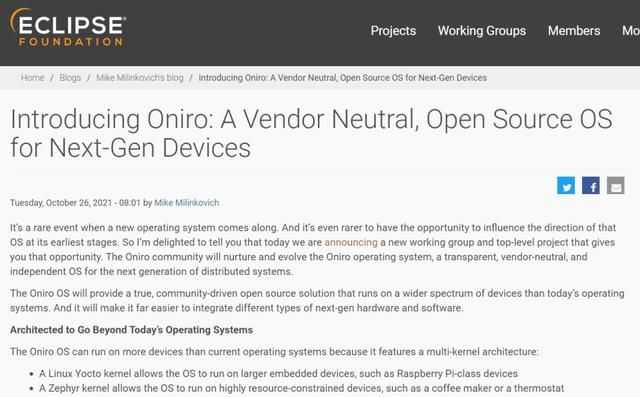 如何评价 Eclipse 基金会基于 OpenHarmony 打造的 Oniro 分布式操作系统？ - 知乎