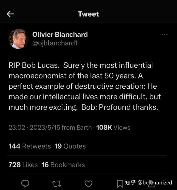 经济学家卢卡斯逝世，如何评价他一生的学问与贡献? - 知乎