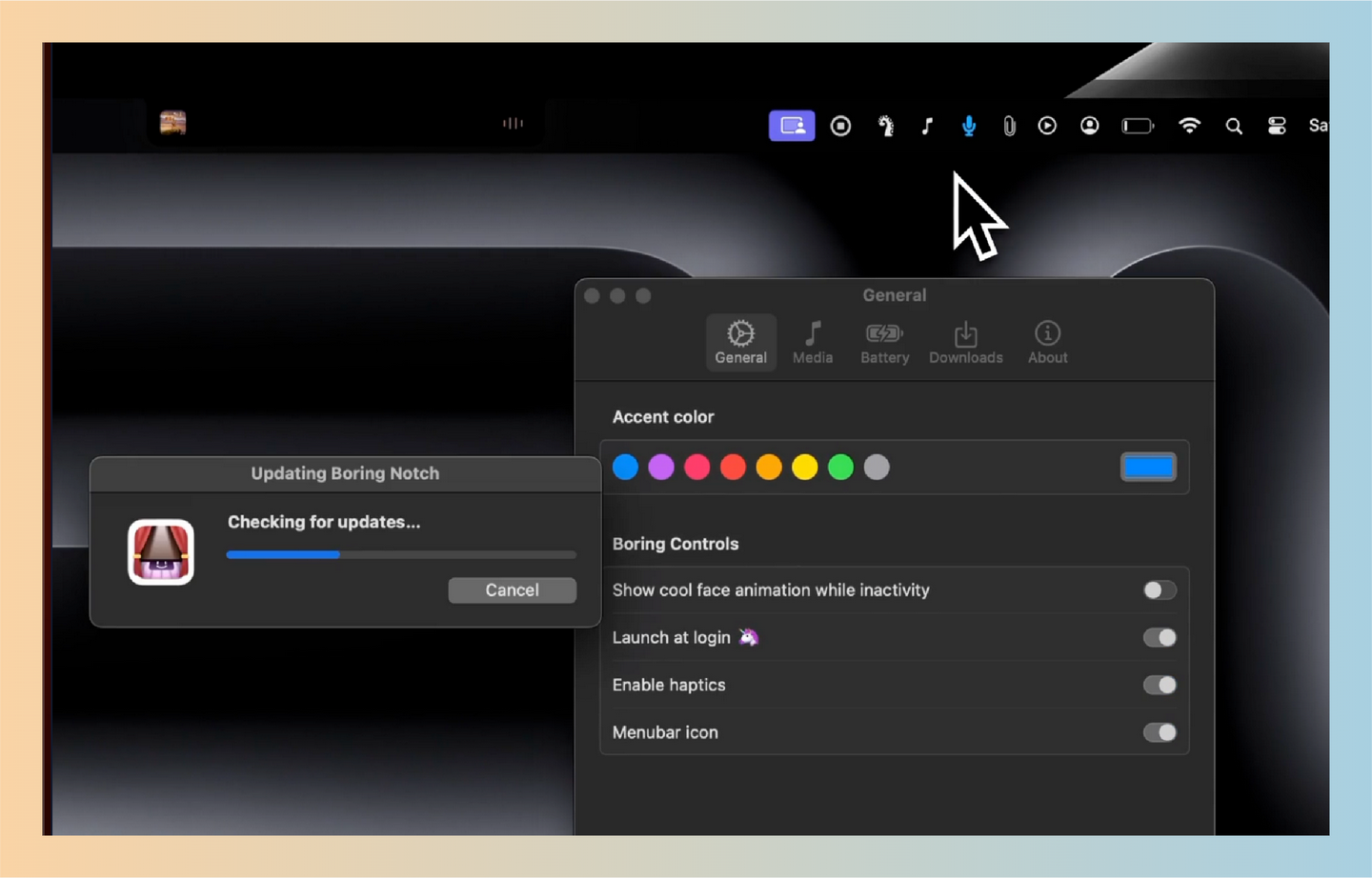 Boring Notch：让你的MacBook更酷，能把刘海变成一个炫酷的音乐控制中心，轻松管理你的音乐播放