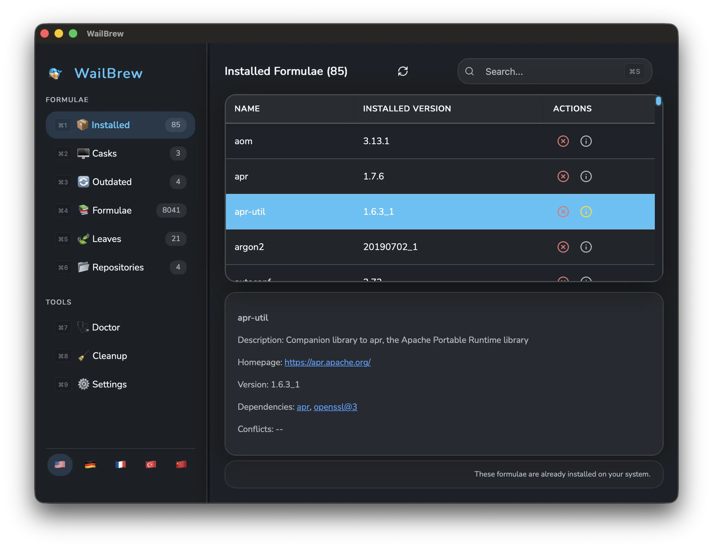 WailBrew：一个简洁美观的 macOS Homebrew 包管理 GUI，让你告别命令行，用图形界面轻松管理 macOS 软件