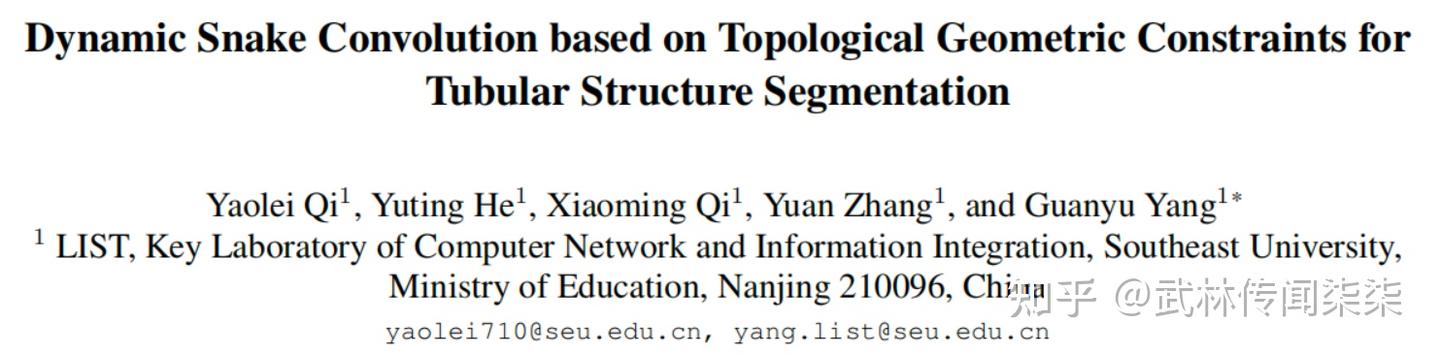 ICCV2023｜动态蛇形卷积（Dynamic Snake Convolution）用于管状结构分割 - 知乎