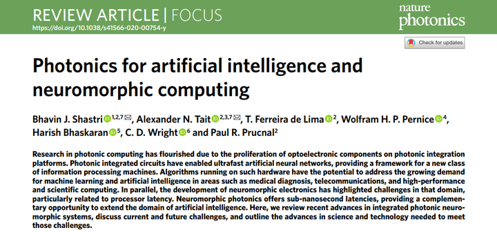 [光计算与人工智能]论文阅读1：Photonics for artificial intelligence and neuromorphic computing - 知乎