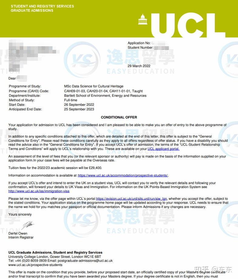 2022fall 伦敦大学学院 offer - 知乎