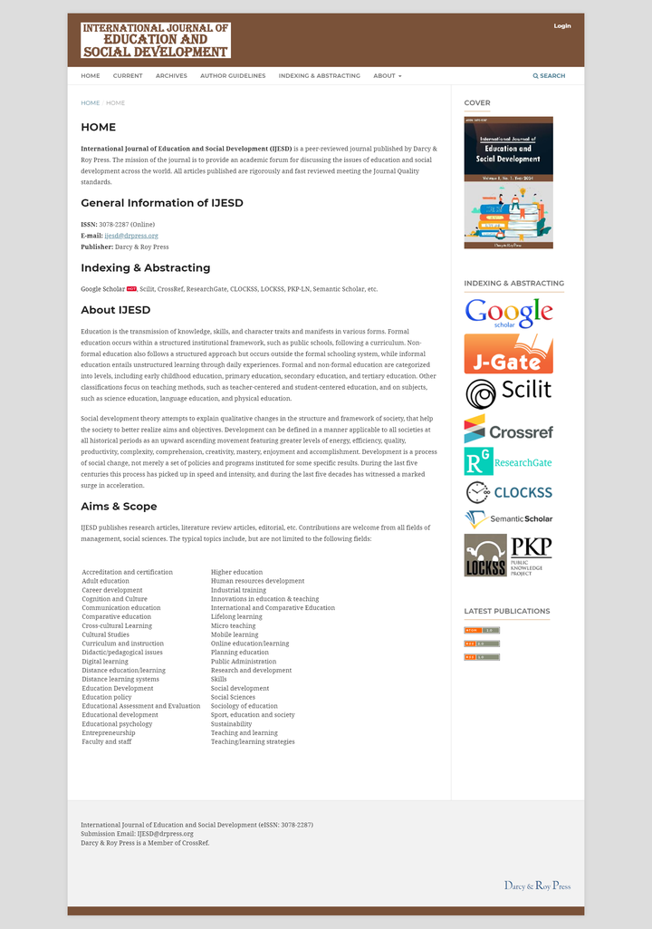 International Journal of Education and Social Development (IJESD) ISSN ...