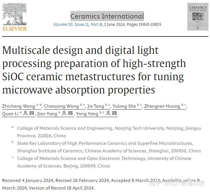 DLP 3D打印SiOC陶瓷在微波吸收领域的突破 - 知乎