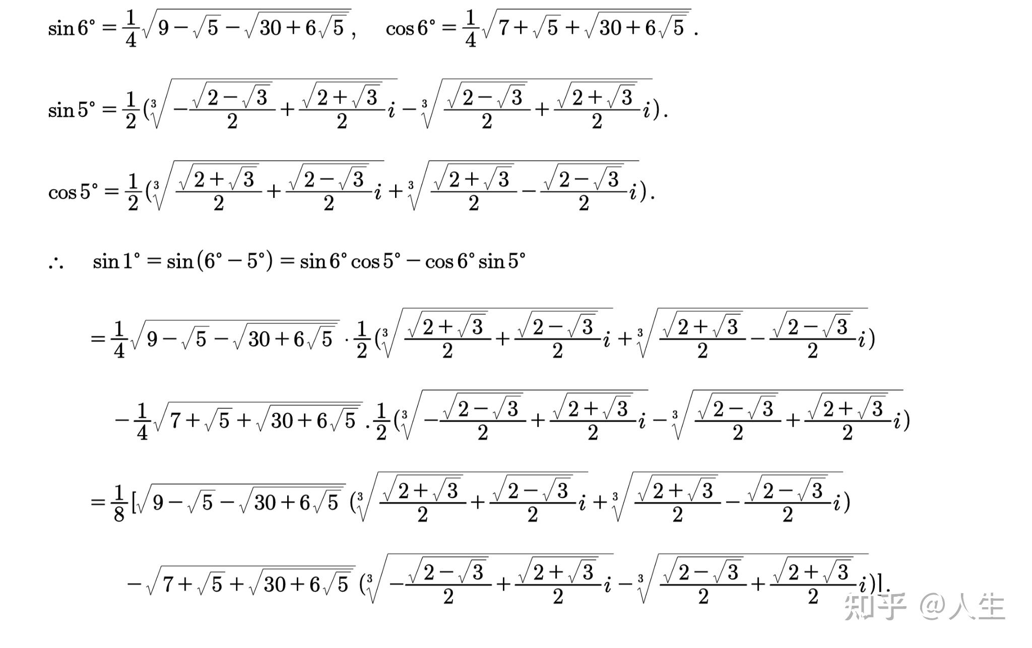 如何用根号表示Sin1°? - 知乎
