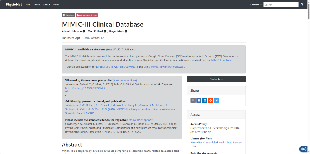 院士都在用的数据库——MIMIC数据库(含关键页面链接) - 知乎