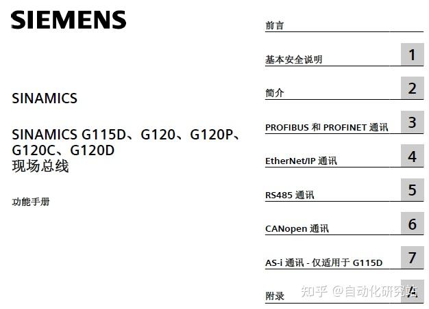 西门子G120系列现场总线大全 - 知乎