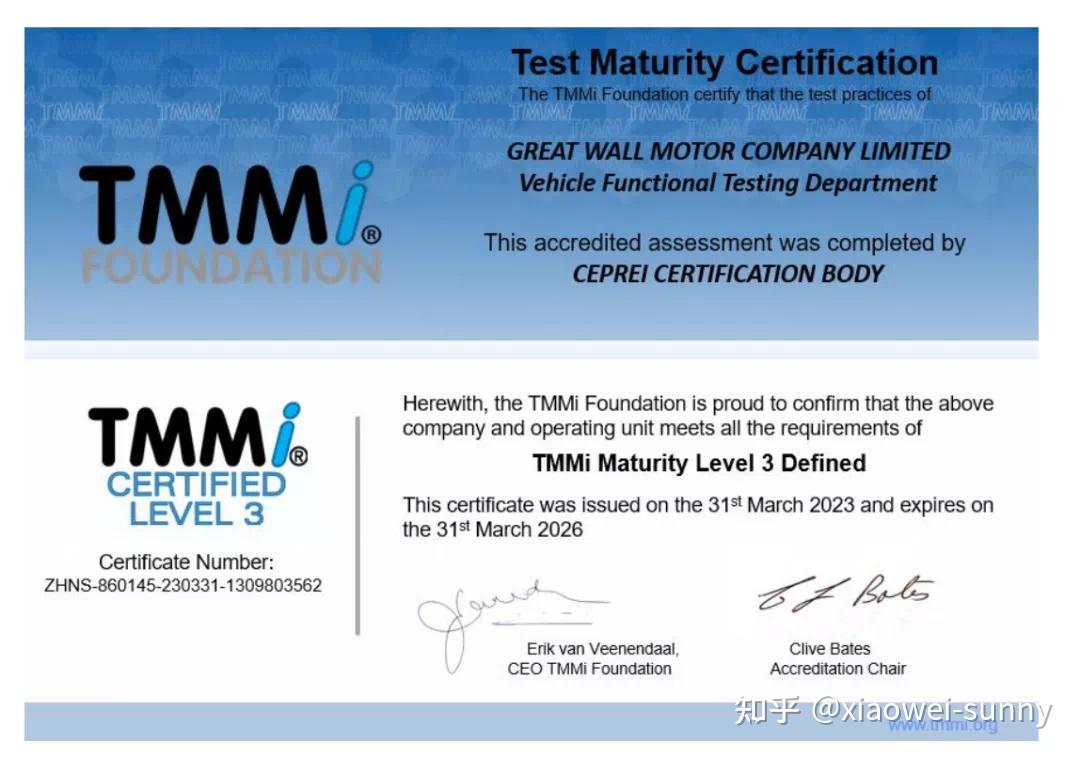 长城汽车通过TMMi3级认证 - 知乎