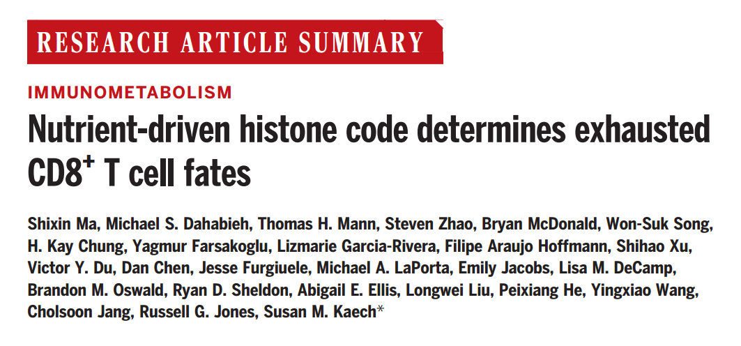 Science | 代谢开关逆转T细胞“过劳死”，破解抗癌免疫的组蛋白密码 - 知乎