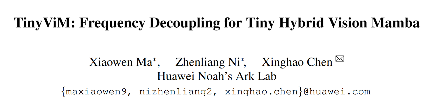 (arxiv2411) TinyViM: Frequency Decoupling for Tiny Hybrid Vision Mamba - 知乎