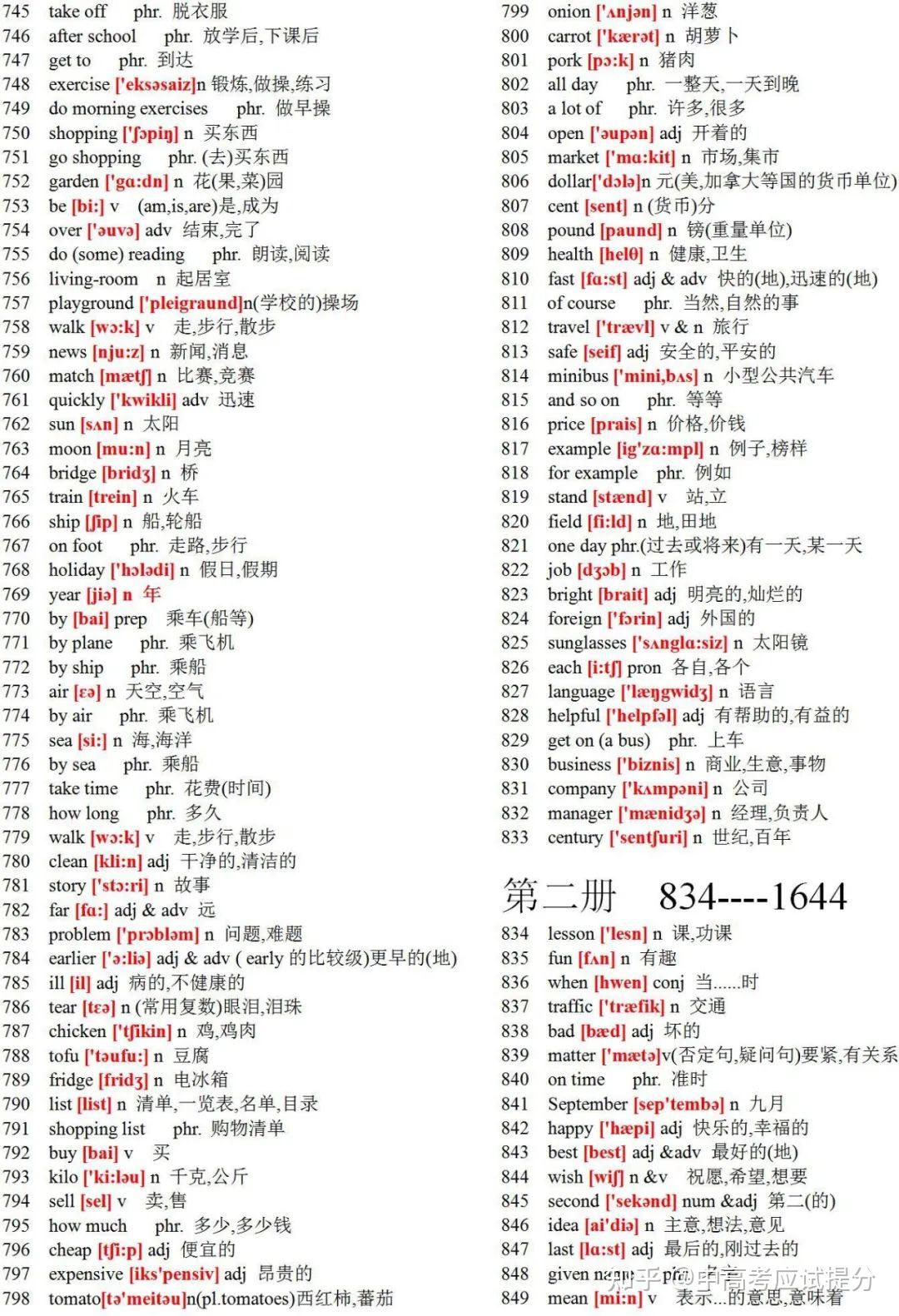 初中英语单词表大全(2182个带音标) - 知乎