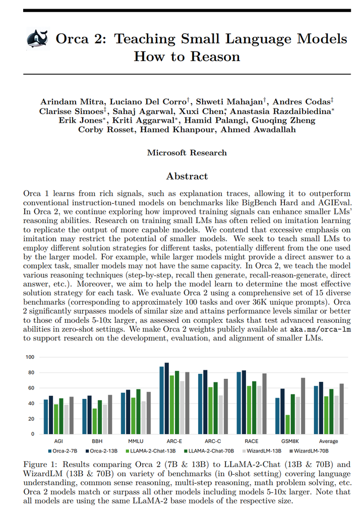 【LLM/大模型】Orca 2:教小语言模型如何推理(Orca 2: Teaching Small Language Models How to Reason) - 知乎
