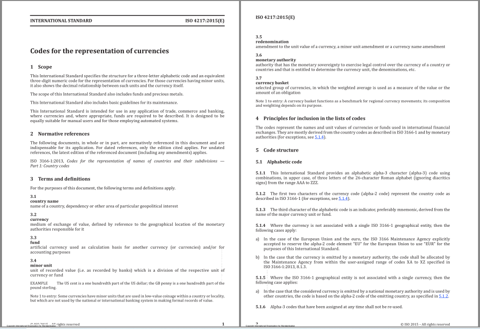 ISO 4217-2015（原版PDF）+Chinese（ISO中文版翻译） 中文名称：表示货币的代码 - 知乎