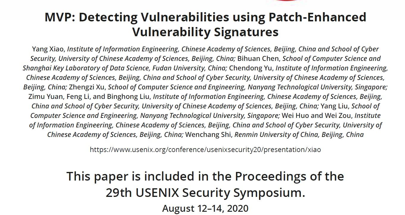 MVP：Detecting Vulnerabilities using Patch-Enhanced Vulnerability Signatures - 知乎