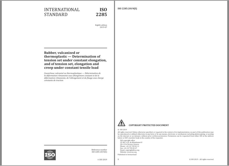 ISO 2285-2019（原版PDF）+Chinese（ISO中文版翻译）橡胶 硫化或热塑性塑料 - 在恒定伸长下 张力组 伸长和蠕变在恒定拉伸载荷下的张力测定 - 知乎