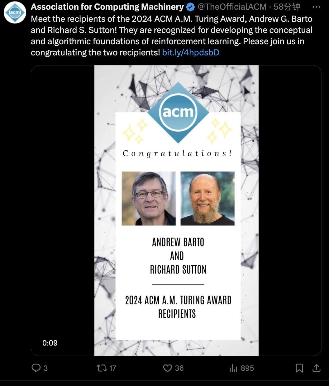 刚刚，2024图灵奖颁给了强化学习之父Richard Sutton与导师Andrew Barto - 知乎