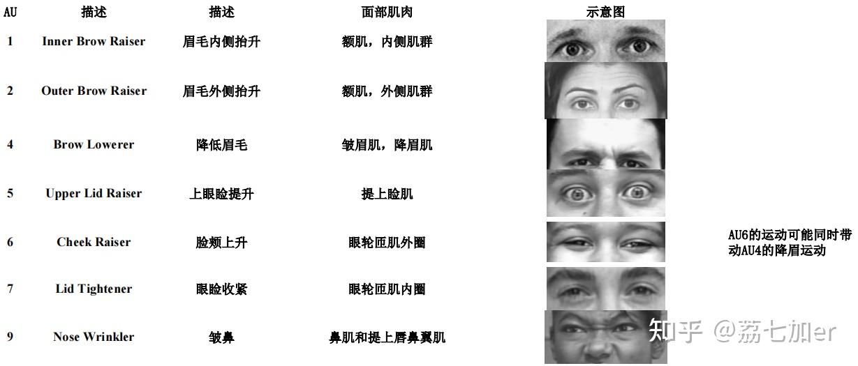 FACS-Facial Action Coding System 面部表情编码系统 各AU(Action Unit)说明 - 知乎