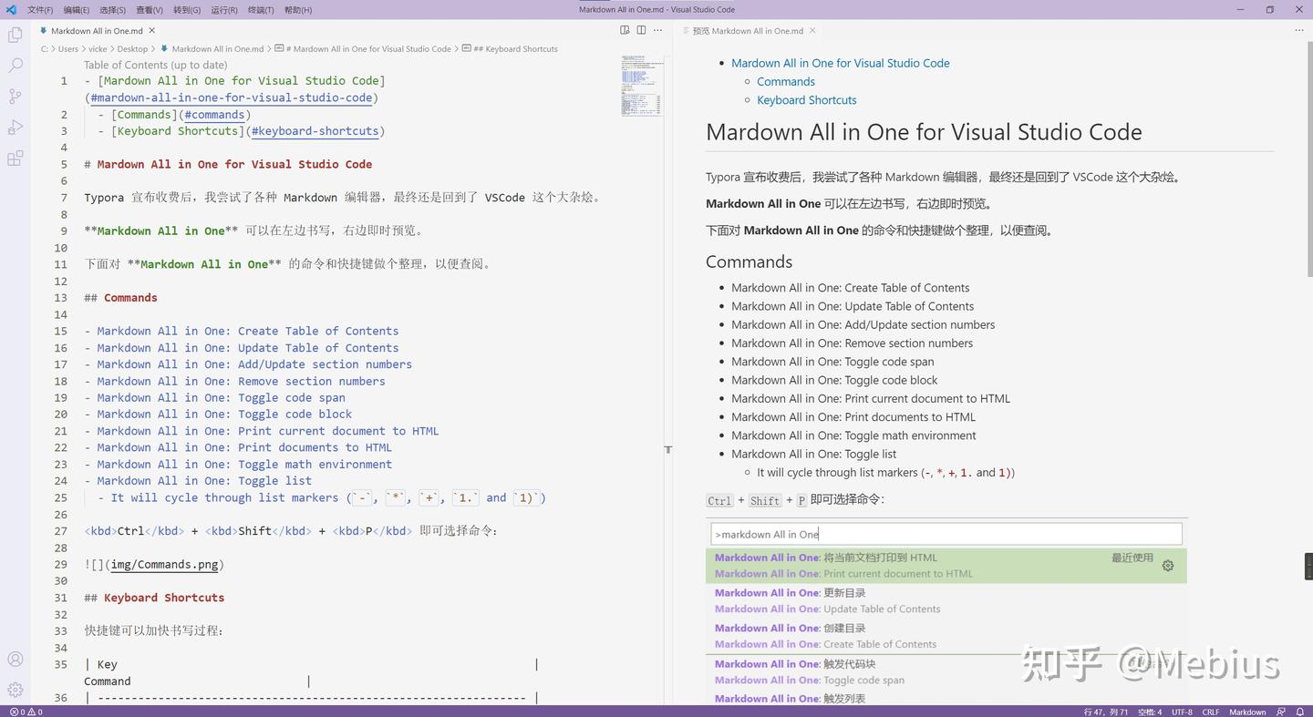 Markdown All in One for Visual Studio Code - 知乎