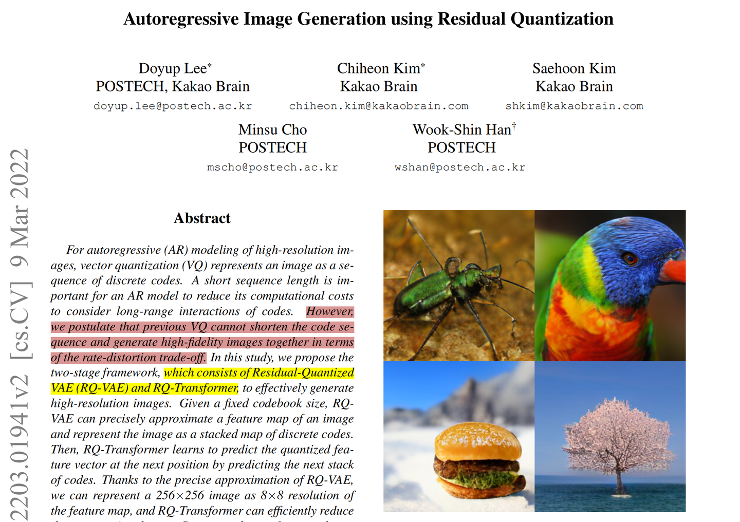 论文笔记（2025.08.05 VQ-VAE+RQ-VAE ）CVPR 2022 Autoregressive Image Generation using Residual ...