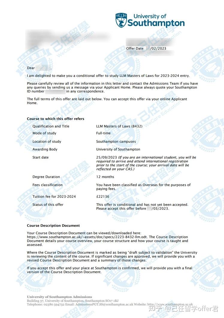 己任留学23Fall英国offer | 南安普顿大学 LLM - 知乎
