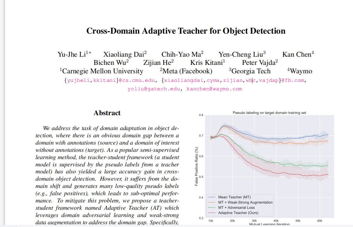 【论文阅读】Cross-Domain Adaptive Teacher for Object Detection - 知乎