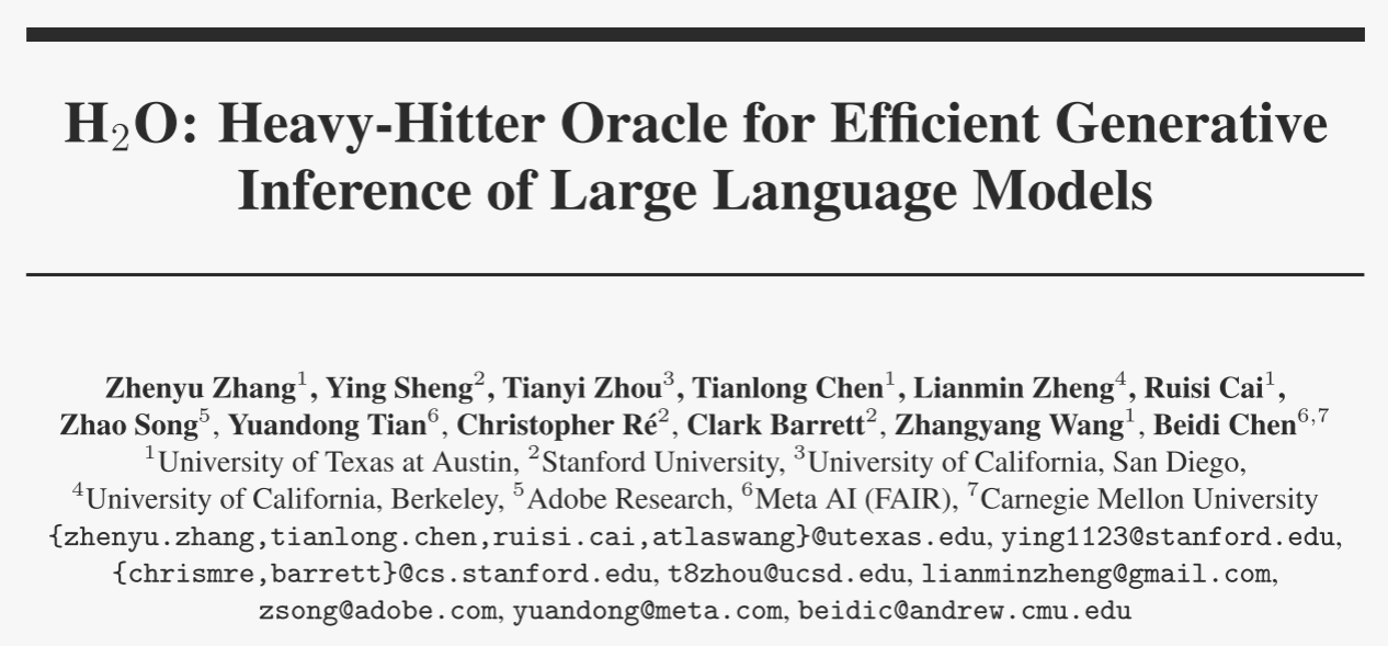 【21】论文泛读：H2O: Heavy-Hitter Oracle for Efficient Generative Inference of Large Language Models - 知乎