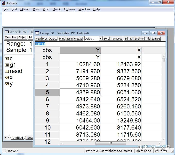 Eviews8下一元线性方程的估计使用方法 - 知乎