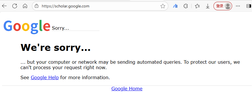 解决Google学术“We're sorry... ... but your computer or network may be sending automated queries.”的问题 ...