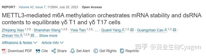 Cell reports︱尹芝南团队揭示mRNA m6A修饰调控γδ T细胞亚群分化新机制 - 知乎