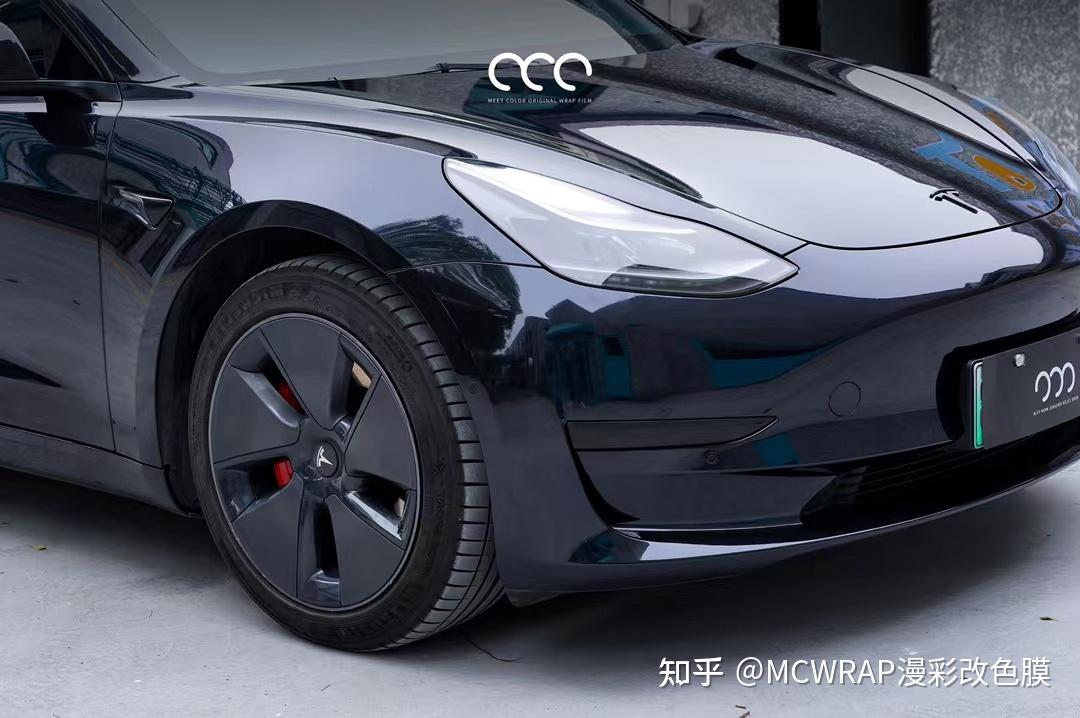 特斯拉Model 3漫彩改色膜PET蓝晶黑,沉稳纯正的黑色 - 知乎