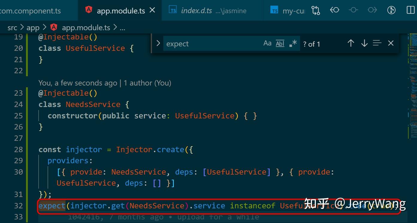 为什么按照 Angular 官网教程执行简单的测试代码，会遇到expect is not defined的错误消息 - 知乎