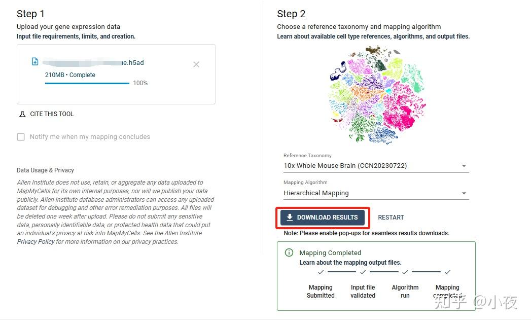 MapMyCells-单细胞人和小鼠脑组织在线注释 - 知乎