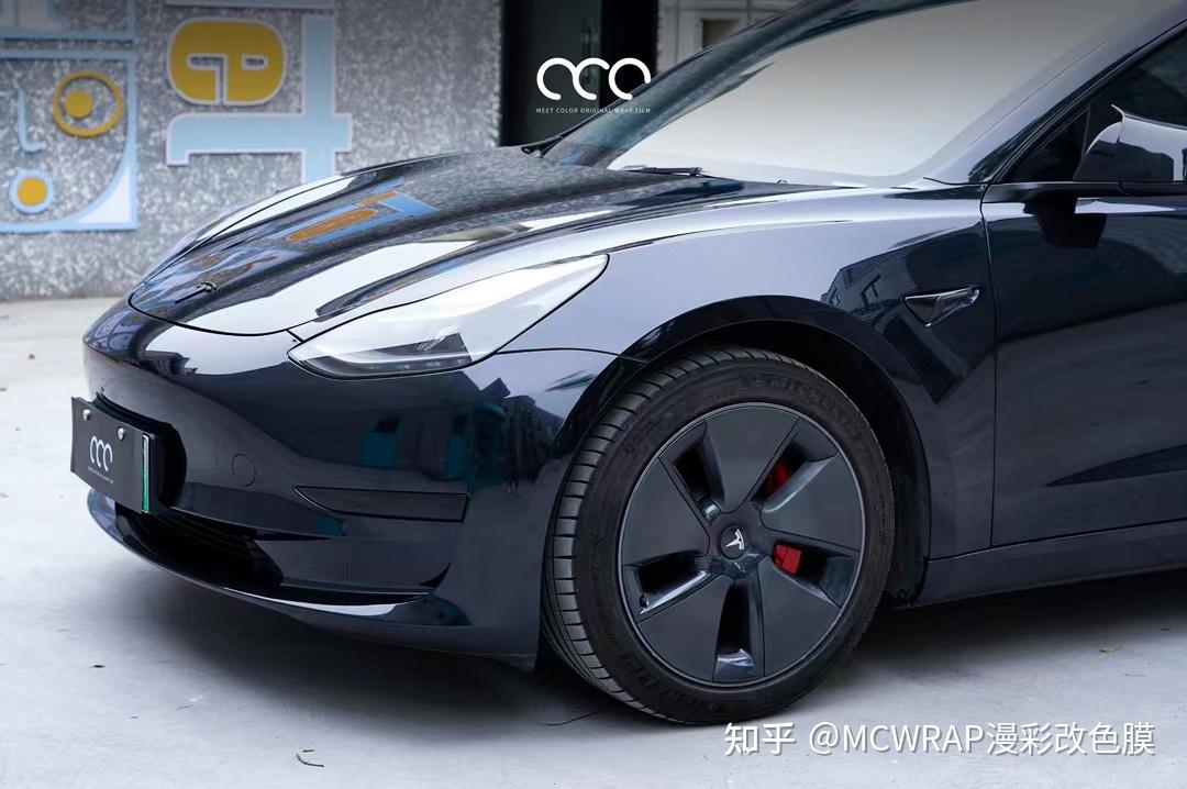特斯拉Model 3漫彩改色膜PET蓝晶黑,沉稳纯正的黑色 - 知乎