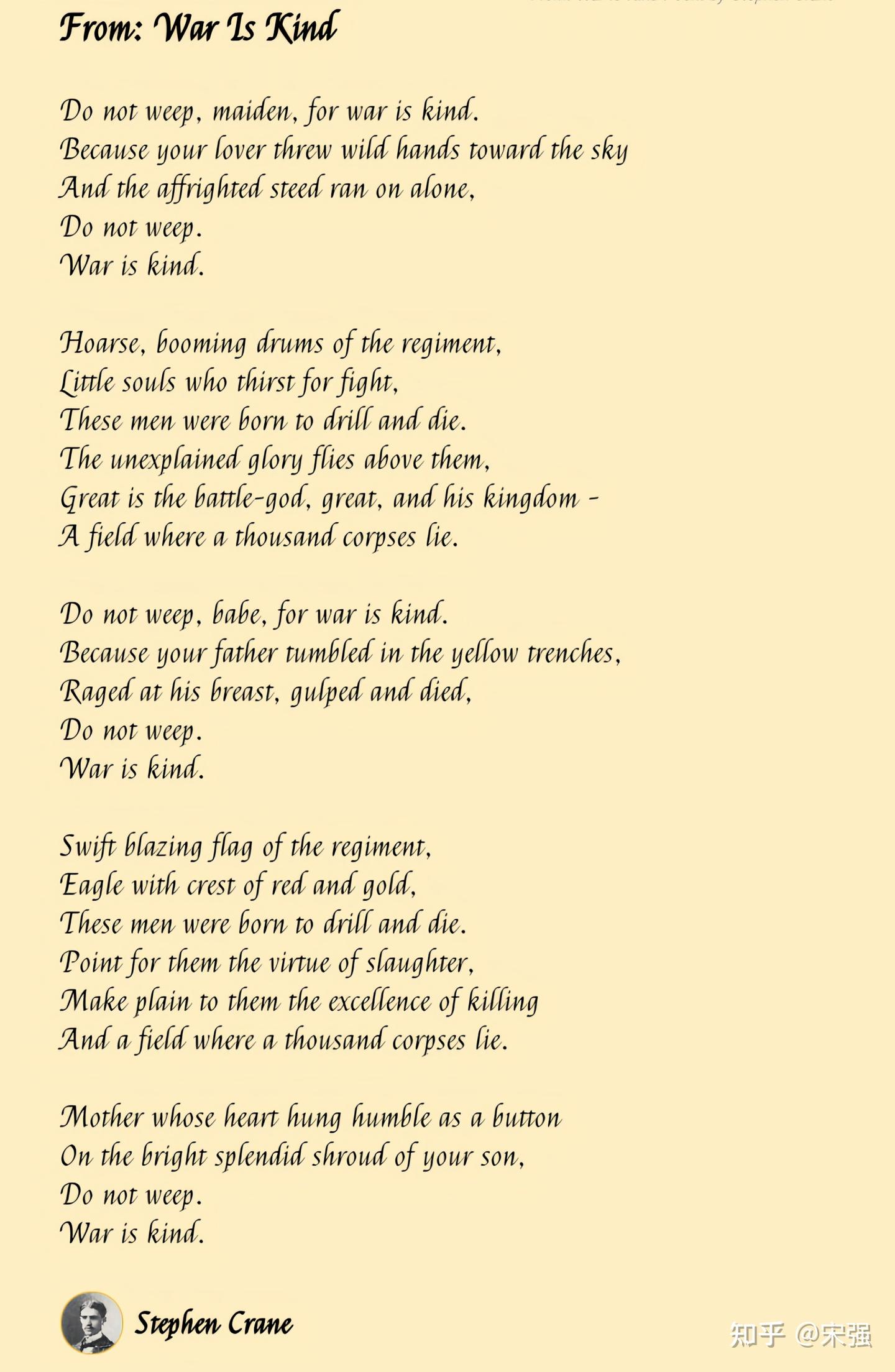Stephen Crane(斯蒂芬·克莱恩)《War Is Kind》《战争是仁慈的》解析 - 知乎