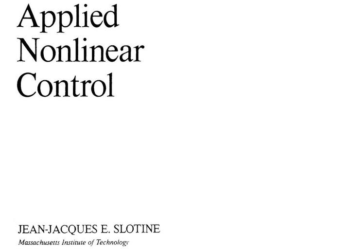 Applied Nonlinear Control - Contents Highlights - 知乎