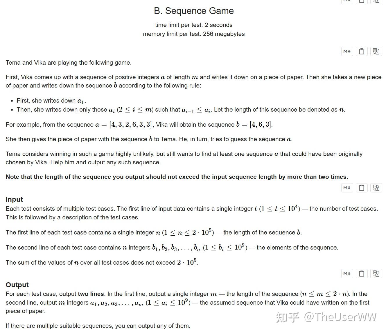 Codeforces Round 894 (Div. 3) B. Sequence Game 题解 - 知乎