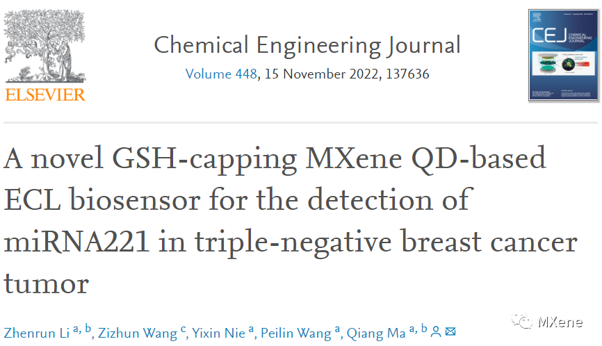 量子点 | CEJ | 一种基于GSH修饰的MXene QD的ECL生物传感器检测三阴性乳腺癌中的miRNA221 - 知乎