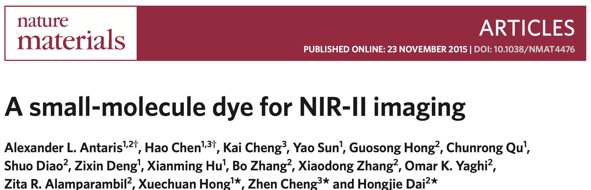 05.16 文献读：A small-molecule dye for NIR-II imaging - 知乎