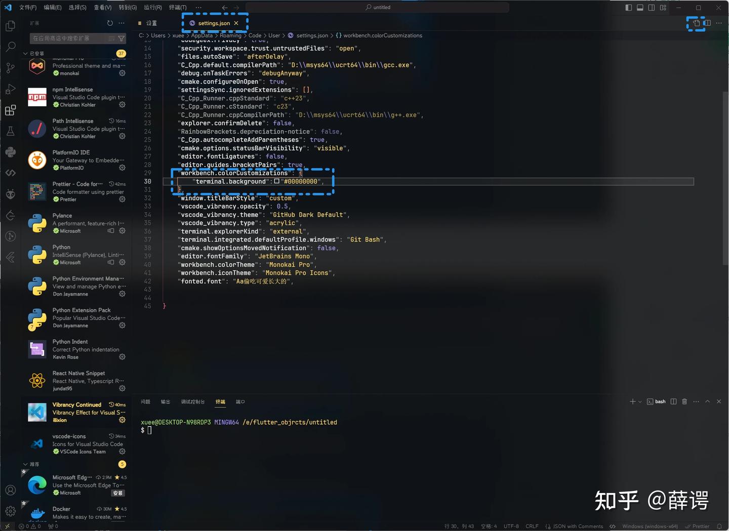 vscode美化指南(磨砂,透明效果) - 知乎