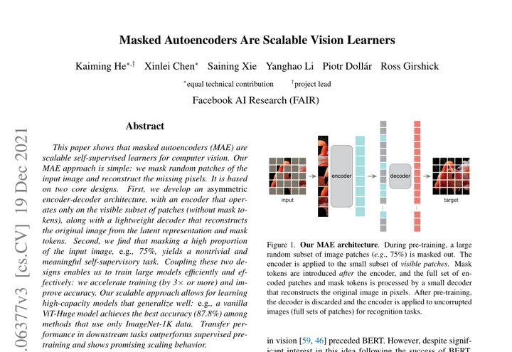 【MAE】Masked Autoencoders Are Scalable Vision Learners（论文研读） - 知乎