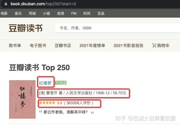 爬虫案例2：豆瓣读书TOP250数据爬取和洞察 - 知乎