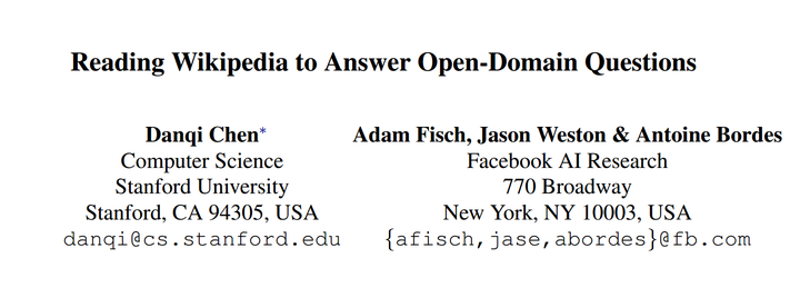Reading Wikipedia to Answer Open-Domain Questions - 知乎