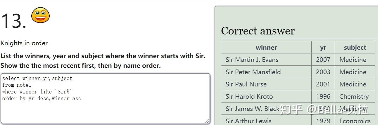 sqlzoo练习4（含答案）：SELECT from Nobel Tutorial - 知乎