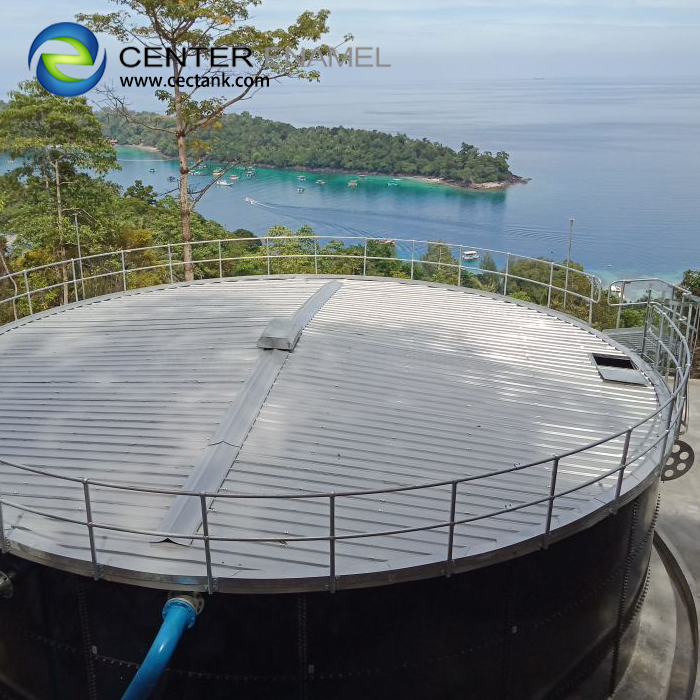 Large Glass Fused To Steel Tank With Enamel Roof / Double Membrane In ...