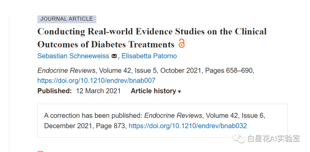 Endocr. Rev. | 对糖尿病治疗的临床结果进行真实世界的证据研究 - 知乎