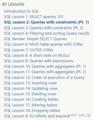 SQLBolt，一个练习SQL的宝藏网站 - 知乎