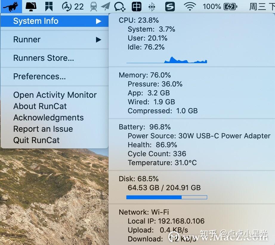 RunCat for mac(菜单栏Cpu可视化监测工具) - 知乎