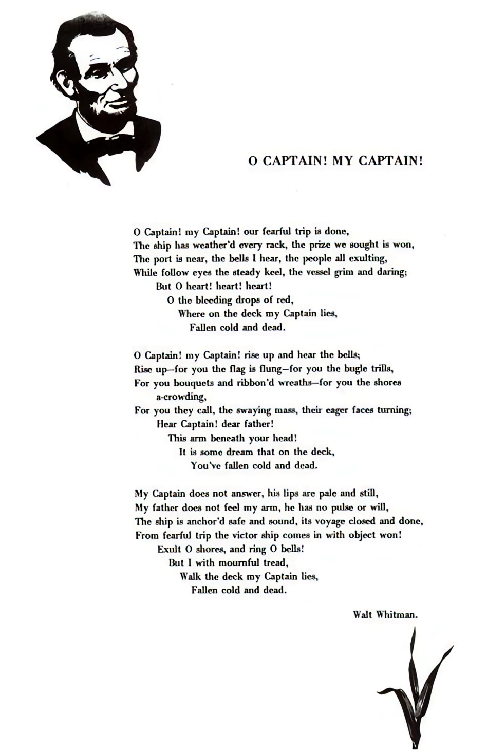 Walt Whitman(沃尔特·惠特曼)《O Captain! My Captain!》《哦，船长！我的船长！》解析 - 知乎